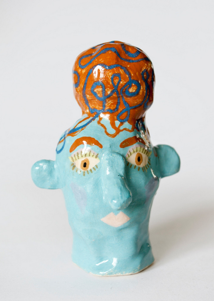 Karin Hagen Crafts Tiny Ceramic Cartoon-esque Characters - Brown Paper Bag