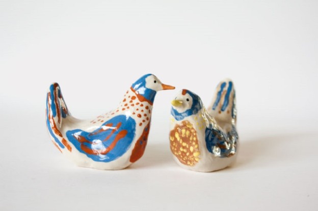 Karin Hagen Crafts Tiny Ceramic Cartoon-esque Characters - Brown Paper Bag