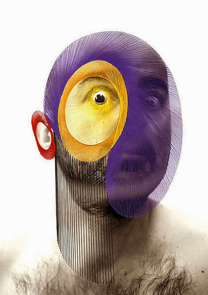 Maurizio Anzeri Embroiders Masks Over Photographs - Brown Paper Bag