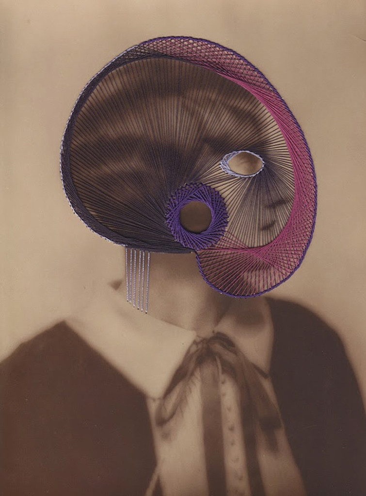 Maurizio Anzeri Embroiders Masks Over Photographs - Brown Paper Bag