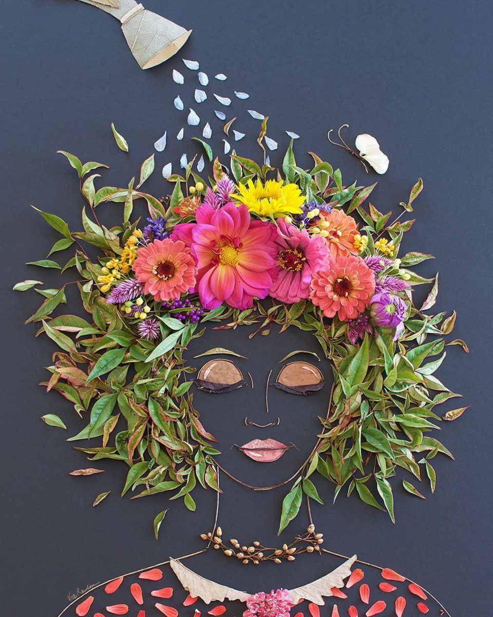 Exquisite Portraits are “Drawn” with Carefully-Arranged Flowers - Brown ...