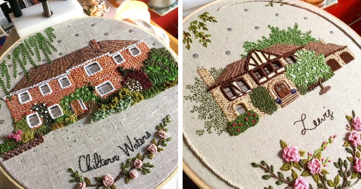 Fiber Artist Uses Stitches to Construct Complex Embroidered Houses