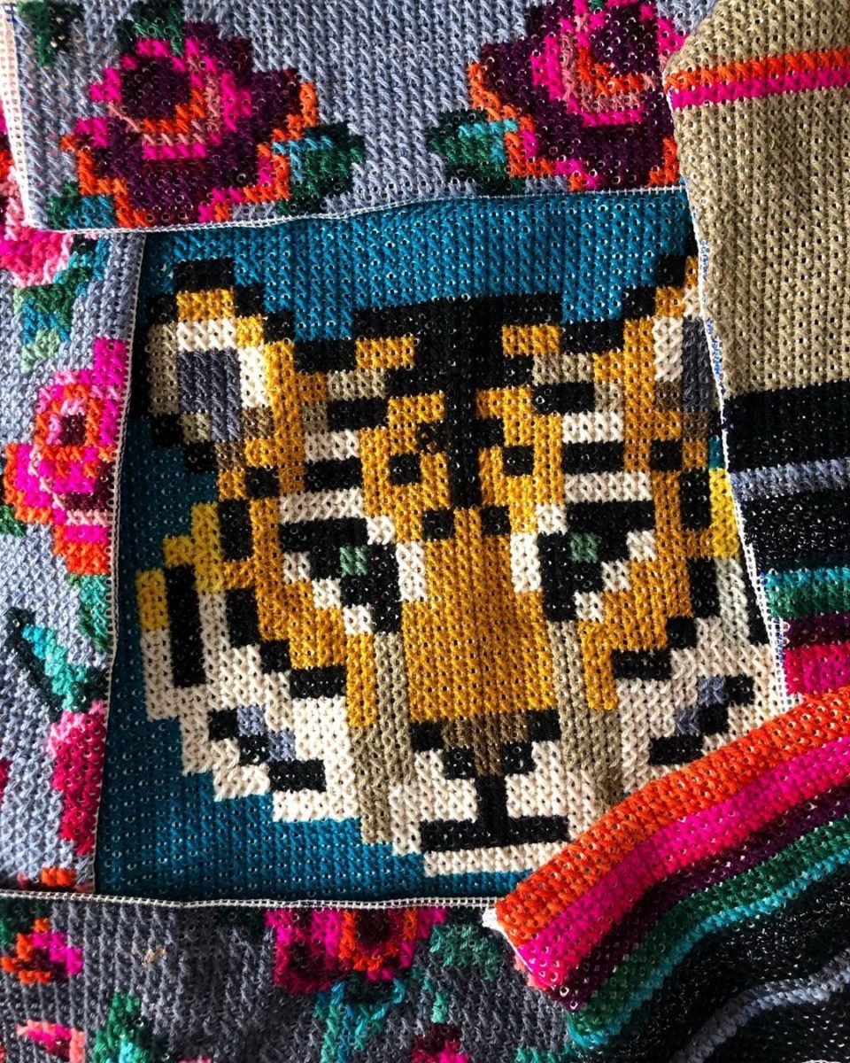 This Statement-Making Jacket is Made Using Cozy Cross Stitch - Brown ...