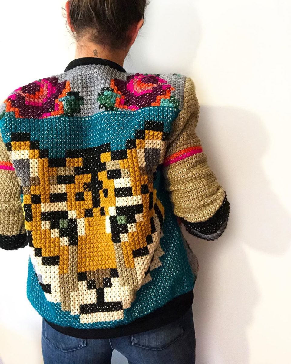 This Statement-Making Jacket is Made Using Cozy Cross Stitch - Brown ...