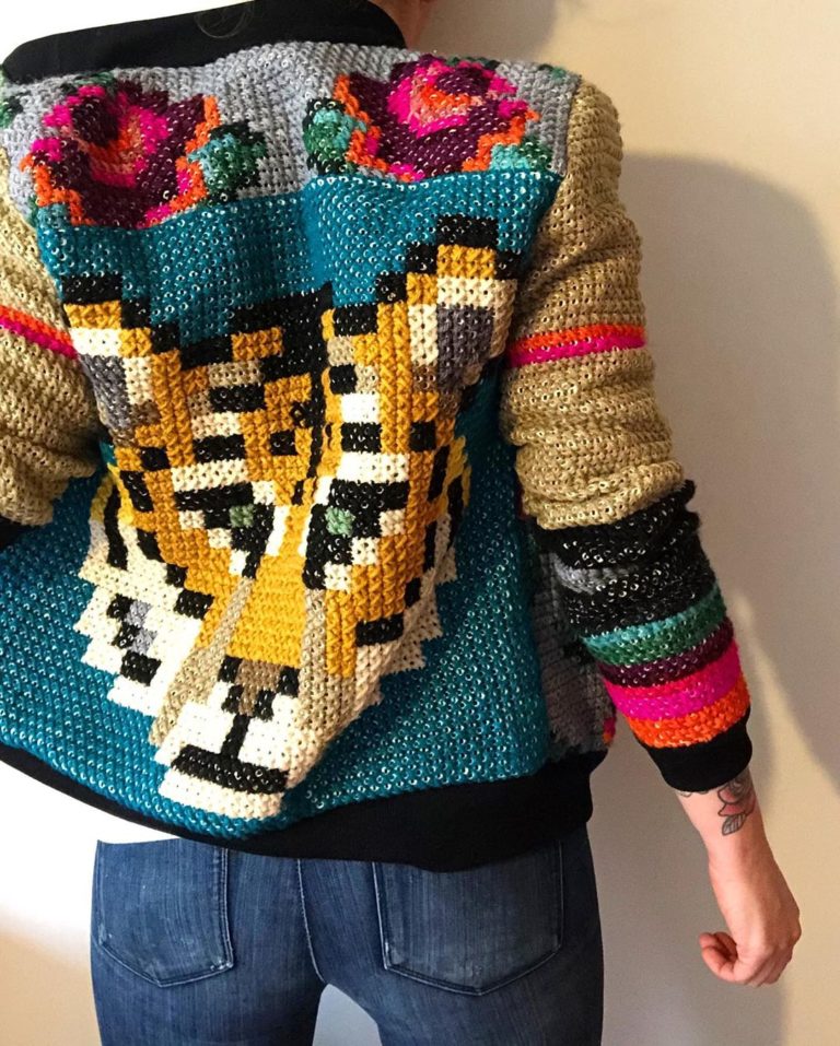 This Statement-Making Jacket is Made Using Cozy Cross Stitch - Brown Paper Bag