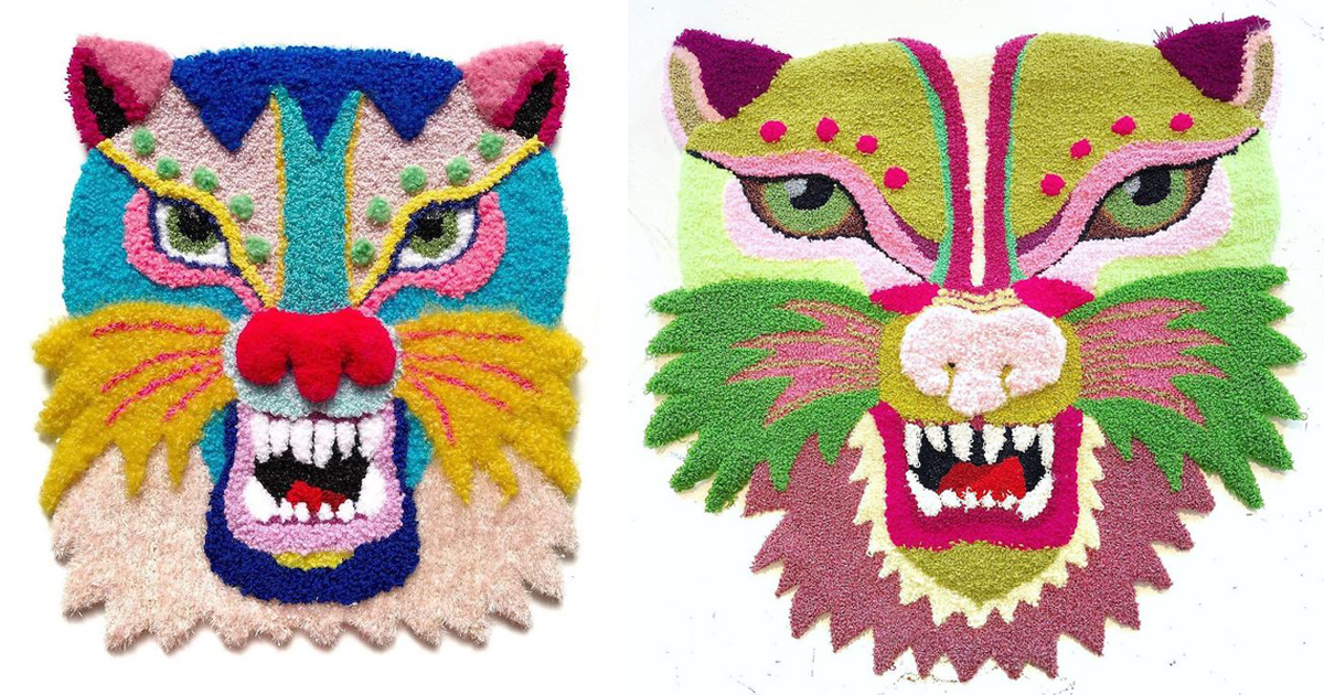 Tufted Art Reimagines Rugs as Colorfully Feroucious Tigers