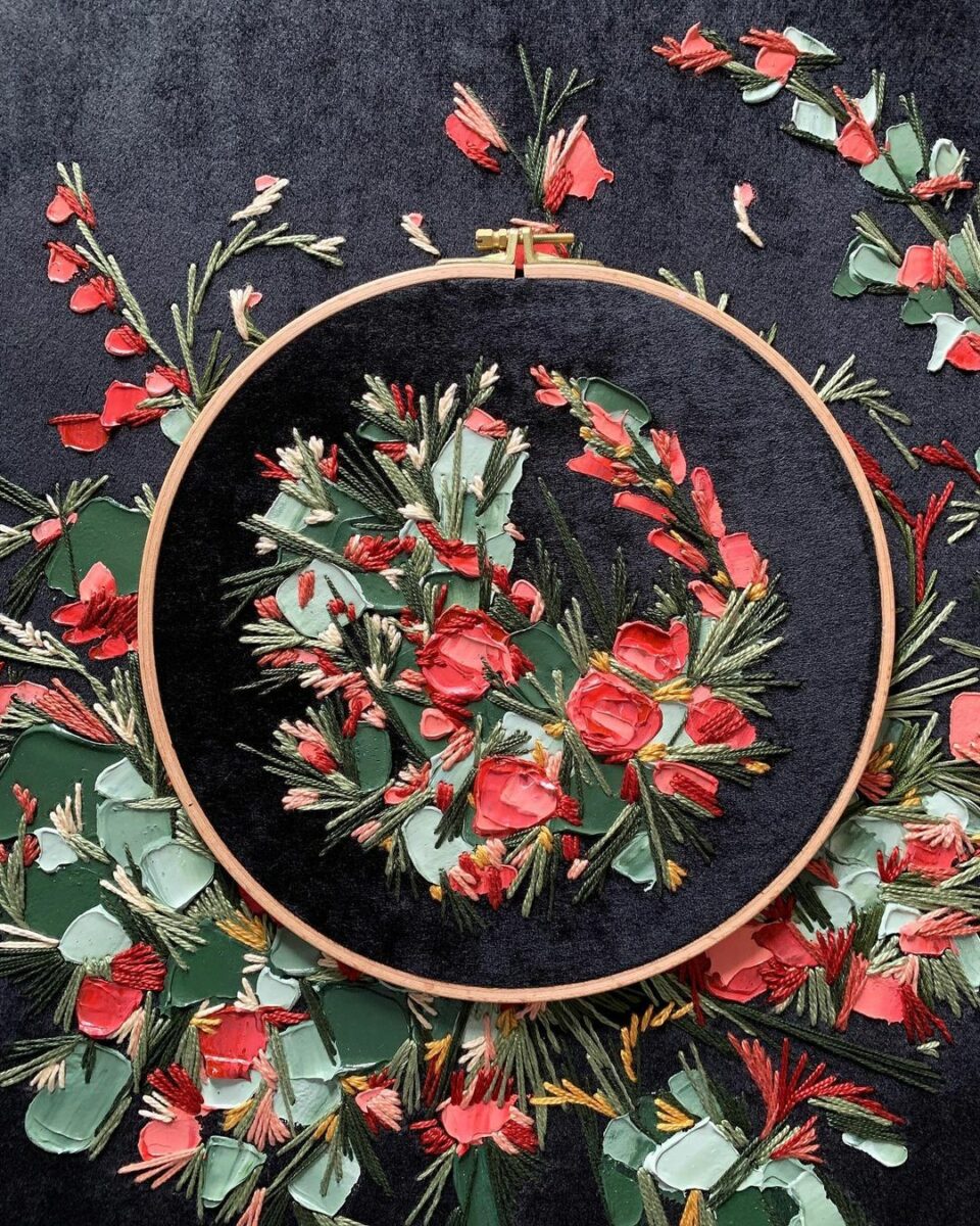 Textile Artist Perfectly Pairs Paint and Embroidery in Blooming ...