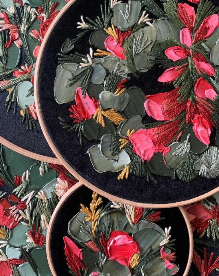 Textile Artist Perfectly Pairs Paint and Embroidery in Blooming ...