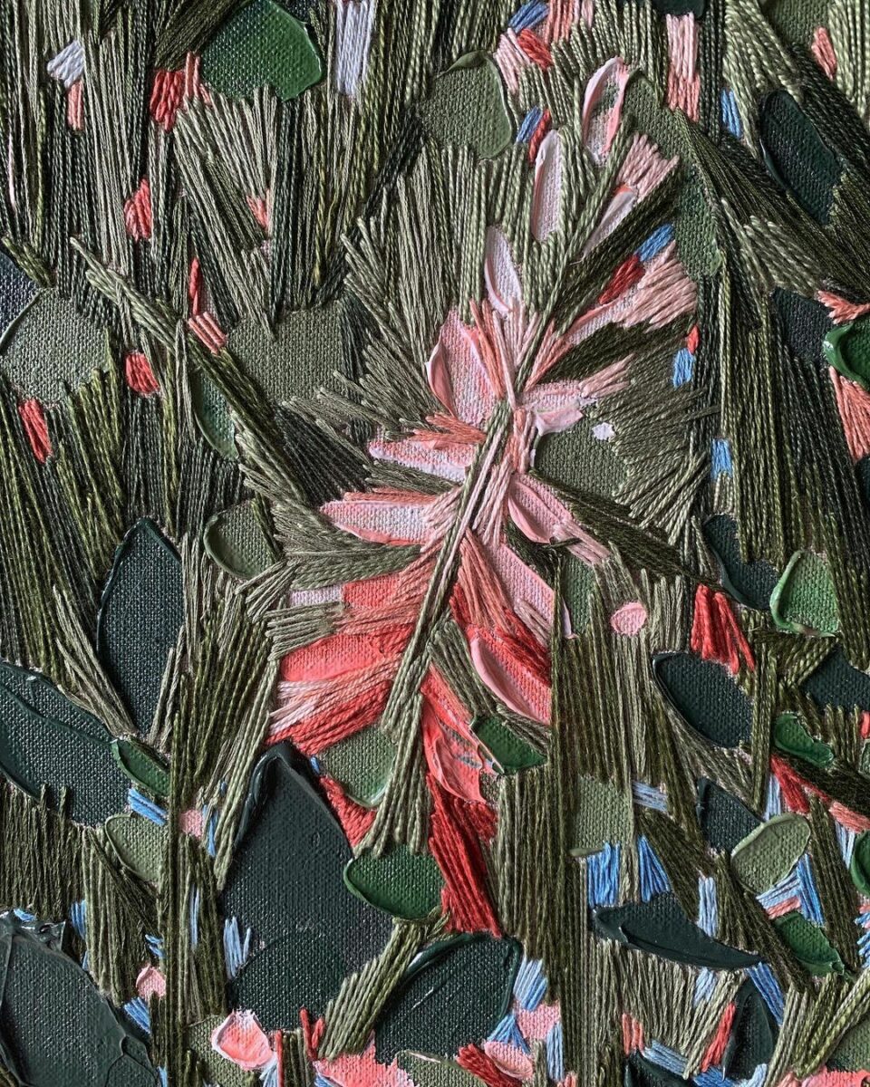 Textile Artist Perfectly Pairs Paint and Embroidery in Blooming ...