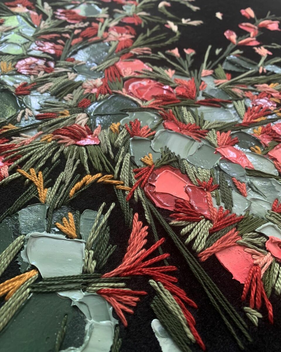 Textile Artist Perfectly Pairs Paint and Embroidery in Blooming ...