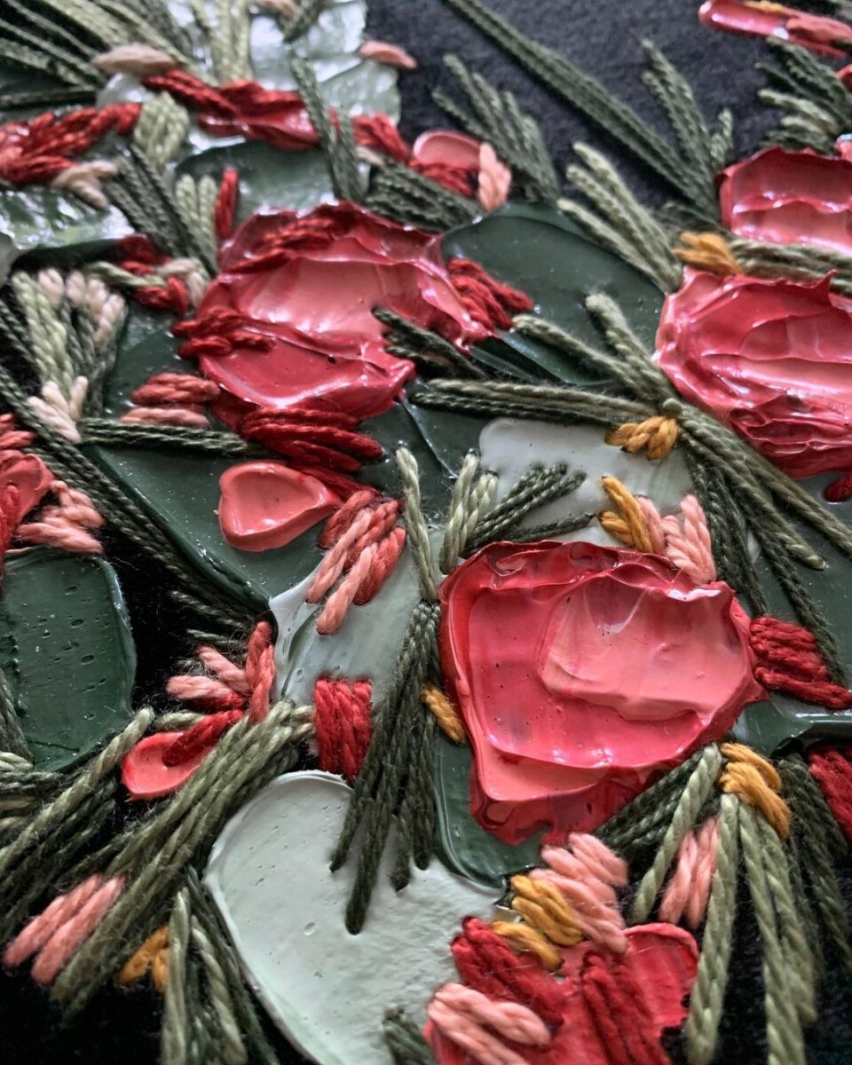 Textile Artist Perfectly Pairs Paint and Embroidery in Blooming ...