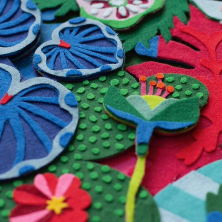 Fabulous Felt Collages Form Dense Jungles of Colorful Flora - Brown ...