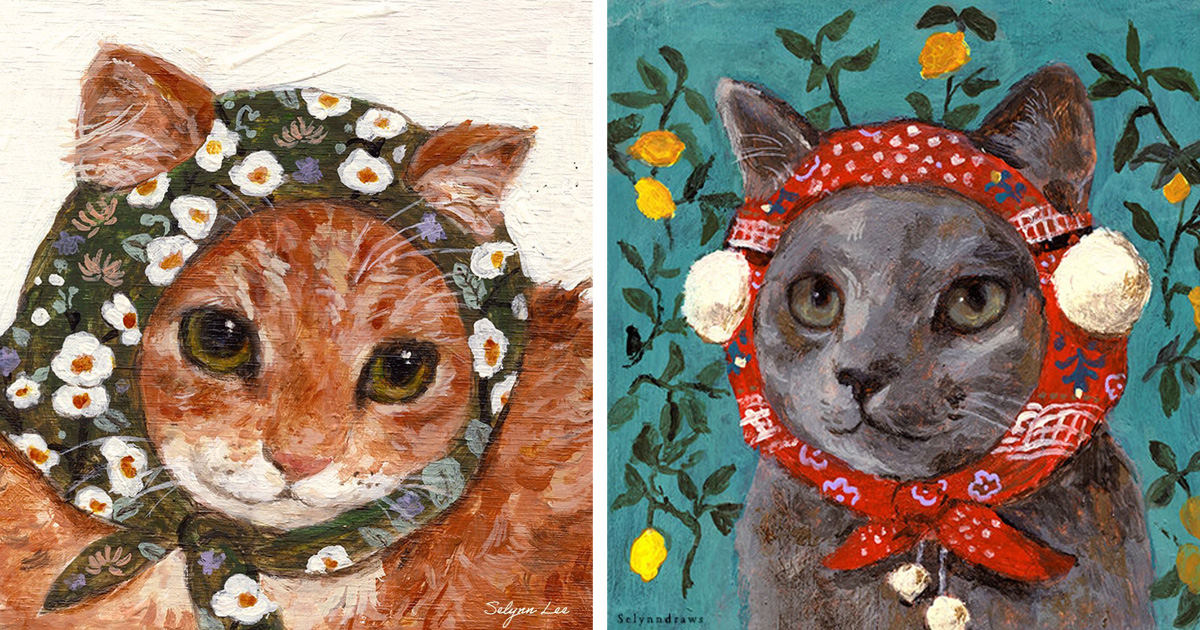 Adorable Kitties are Wrapped In Headscarves Like Grandmas